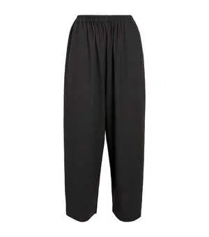 Eskandar Wool Blend Wide-leg Trousers - Black