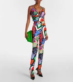 AREA Embellished Printed Top