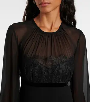 Max Mara Jader Sable And Silk Georgette Minidress