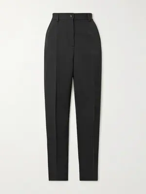 Dolce & Gabbana Pleated Wool-blend Gabardine Straight-leg Trousers - Black