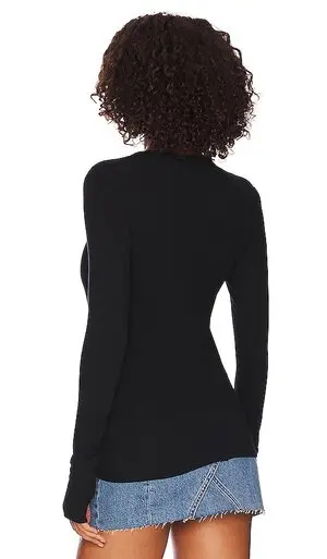 Enza Costa Cashmere Easy Cuffed Crew - Black