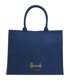 Harrods Cotton Logo Tote Bag - Navy