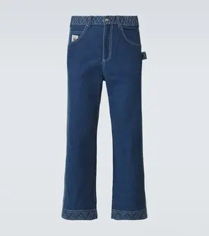 BODE Knolly Brook Embroidered Wide-leg Jeans - Blue