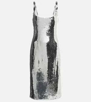 Magda Butrym Sequined Midi Dress - Silver