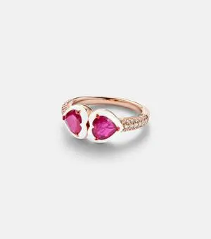 KAMYEN 18kt Rose Gold Ring With Ruby And Diamond - Pink