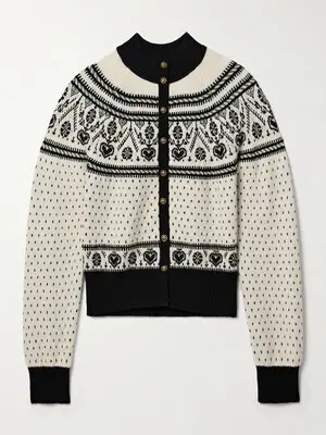 Khaite Marc Intarsia Cashmere-blend Cardigan - Neutrals