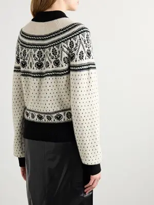 Khaite Marc Intarsia Cashmere-blend Cardigan - Neutrals
