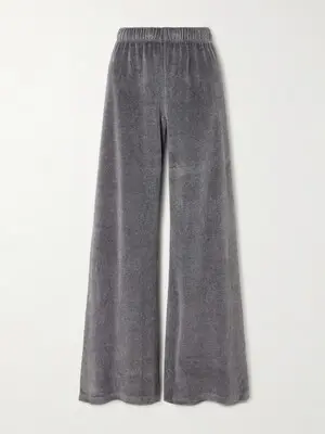 Suzie Kondi Zephyra Cotton-blend Velour Wide-leg Pants - Gray