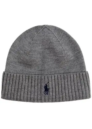 Polo Ralph Lauren Embroidered Wool Beanie - Grey
