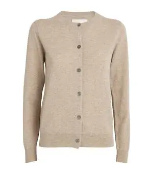 Harrods Cashmere Crew Neck Cardigan - Beige