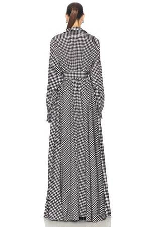 Norma Kamali Oversized Houndstooth Flared Gown
