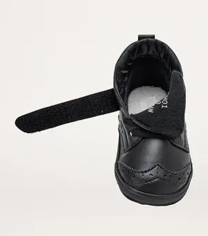 MIKI HOUSE Wing Tip Brogue Boots With Velcro And Lace Fastening - Black