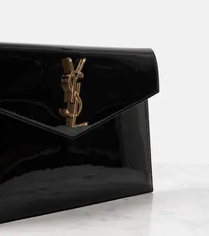 Saint Laurent Uptown Patent Leather Clutch - Black
