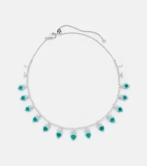 KAMYEN 18kt White Gold Choker With Emeralds And Diamonds - Silver