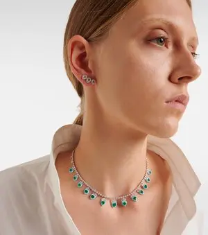 KAMYEN 18kt White Gold Choker With Emeralds And Diamonds