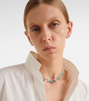 KAMYEN 18kt White Gold Choker With Emeralds And Diamonds