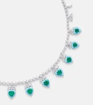 KAMYEN 18kt White Gold Choker With Emeralds And Diamonds