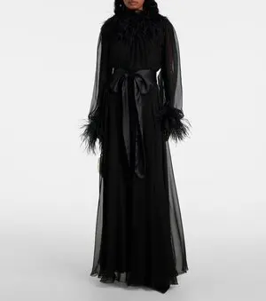 Dolce & Gabbana Feather-trimmed Silk Chiffon Gown