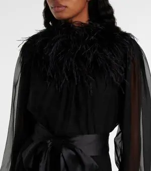 Dolce & Gabbana Feather-trimmed Silk Chiffon Gown