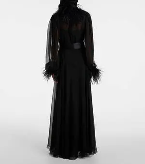 Dolce & Gabbana Feather-trimmed Silk Chiffon Gown