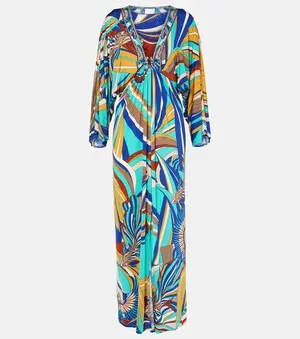 Camilla Draped Printed Maxi Dress - Multicoloured