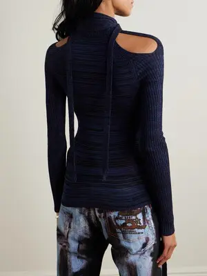 Y/project Spaced-dyed Ribbed Knit Top With Wraparound Ties