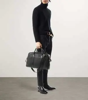 TOM FORD Grained Leather Buckley Briefcase With Gold-tone Zip