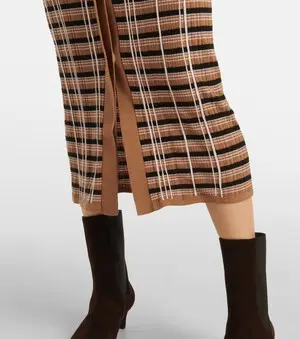 JOSEPH Checked Wool And Silk Maxi Skirt