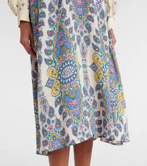 Etro Paisley Crepe De Chine Midi Dress