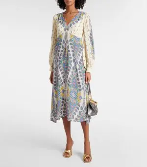 Etro Paisley Crepe De Chine Midi Dress