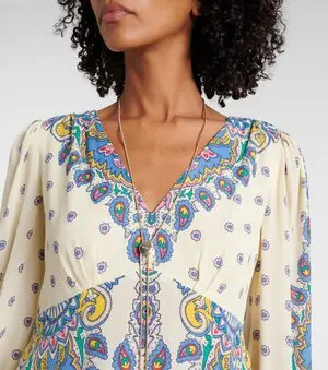 Etro Paisley Crepe De Chine Midi Dress