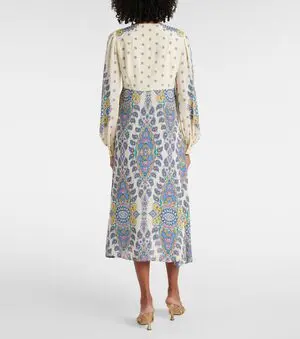 Etro Paisley Crepe De Chine Midi Dress