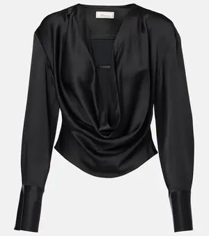 Blumarine Draped Satin Top - Black