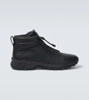 Zegna Triple Stitch Vetta Leather Sneakers - Black