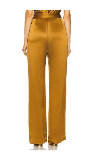 THE SEI Wide Leg Trousers In Silk - Rust