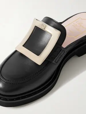ROGER VIVIER Viv Rangers Embellished Leather Slippers