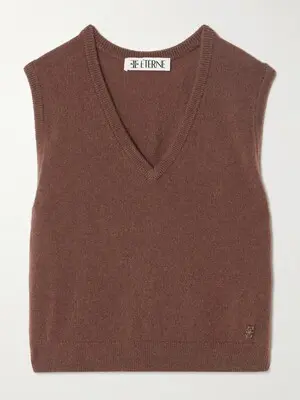 Eterne Lenny Cropped Cashmere Vest - Brown