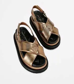 Kurt Geiger Orson Leather Crossover Sandals - Brown