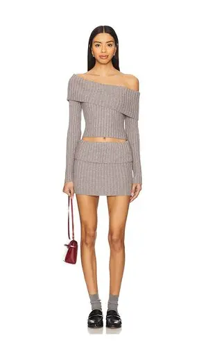 Superdown Ava Ribbed Knit Skirt Set