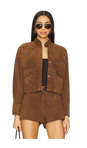 ZUT X Revolve Cropped Hair-on Cowhide Leather Jacket - Brown