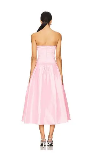 MORE TO COME Strapless Fit And Flare Satin Dress - Pink