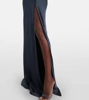 THE SEI Asymmetric Silk Satin Maxi Skirt