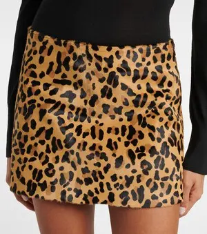 Alaïa Leopard Print Calf Hair Mini Skirt