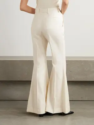 Nina Ricci Wool-gabardine Flared Trousers - Neutrals