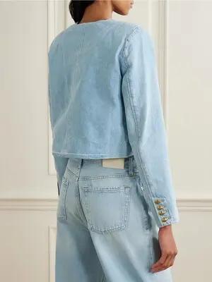 Citizens Of Humanity Priah Cropped Denim Jacket With Gold-tone Buttons