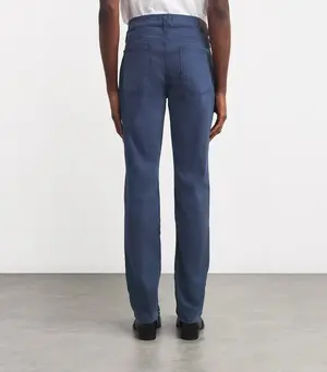 Paige Federal Slim Straight Trousers - Navy