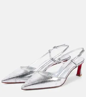CHRISTIAN LOUBOUTIN Condoroline 55 Metallic Leather Slingback Pumps