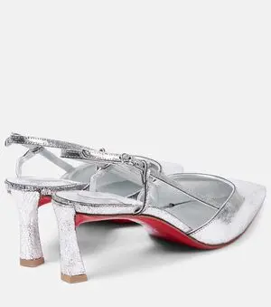 CHRISTIAN LOUBOUTIN Condoroline 55 Metallic Leather Slingback Pumps