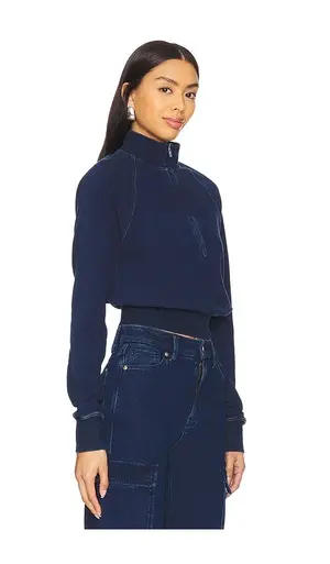 Good American Jeanius Mock Zip Pullover In . Also