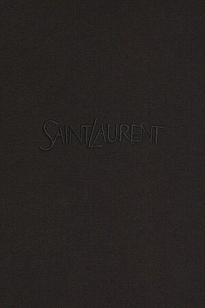 Saint Laurent Hooded Fleece Logo Hoodie - Acier